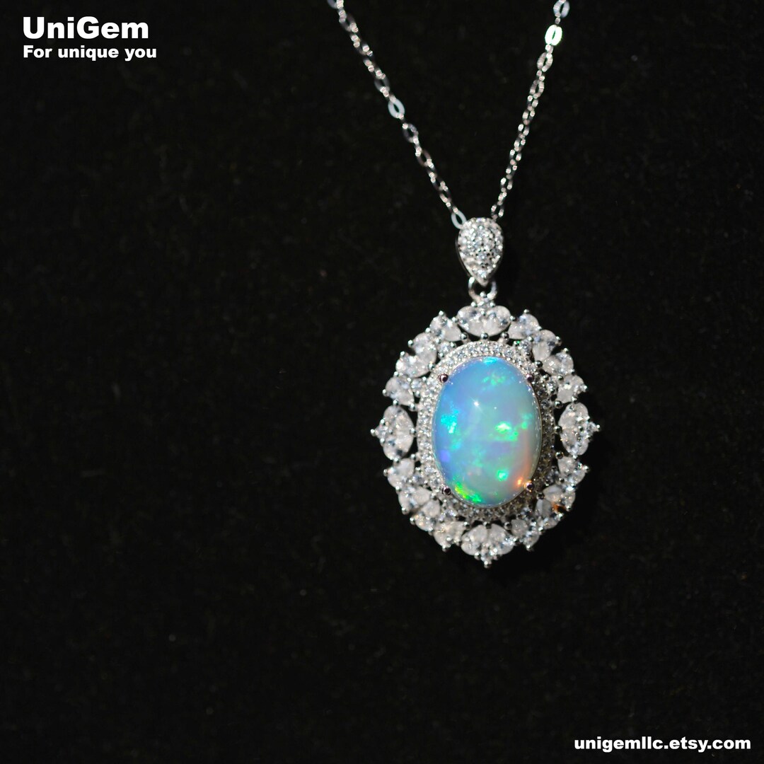 Gorgeous 1014mm Natural Opal Gemstones Inlaid in 925 Silver Pendant ...