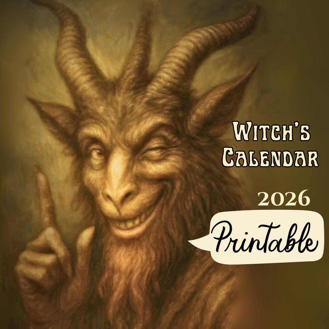 Witch Calendar 2026 Digital Download | Lunar Phases & Sabbath Poster ...