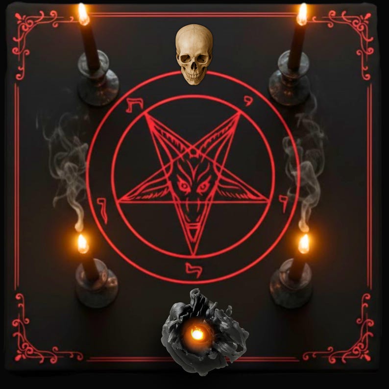 Baphomet Altar Cloth – Cotton Satanic Ritual Cloth, Gothic Witchcraft ...
