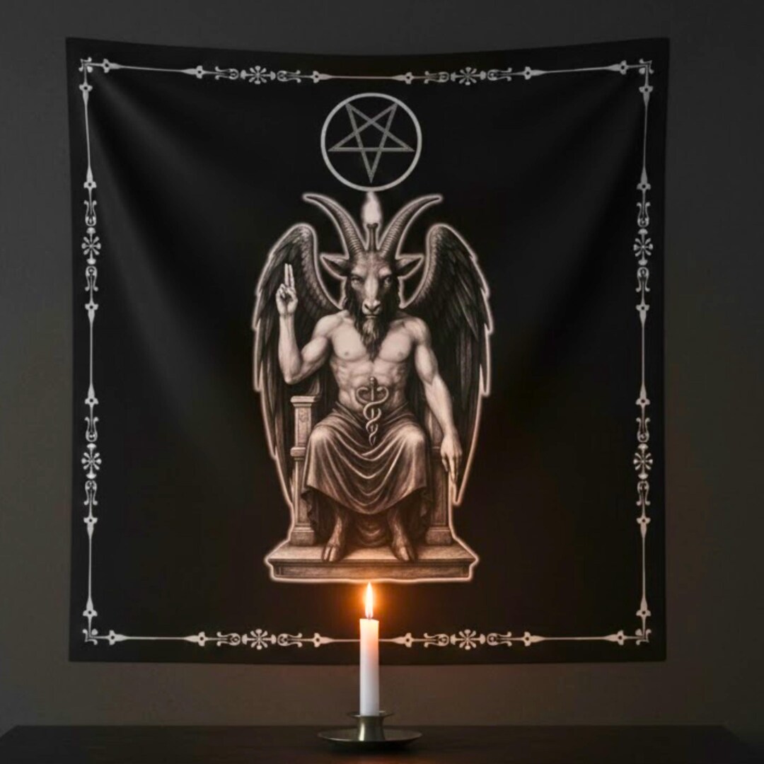 Baphomet Altar Cloth 22x22 | Occult Ritual Cloth | Gothic Mini Tapestry ...