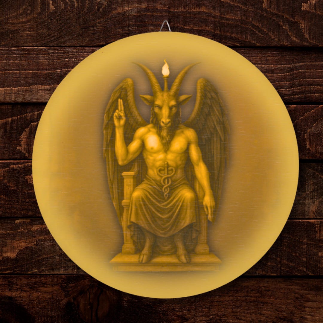 Baphomet Altar Wood Panel - Sacred Symbol of Balance | Birch Plaque ...