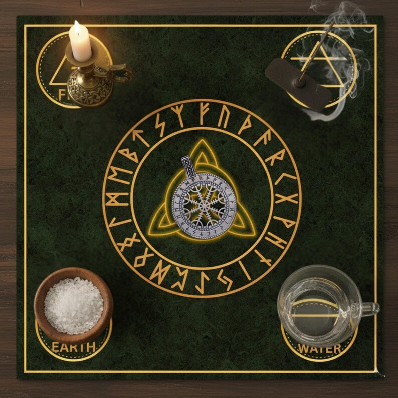 Runic Portal Ritual Altar Cloth | Cotton Twill Rune Circle With ...