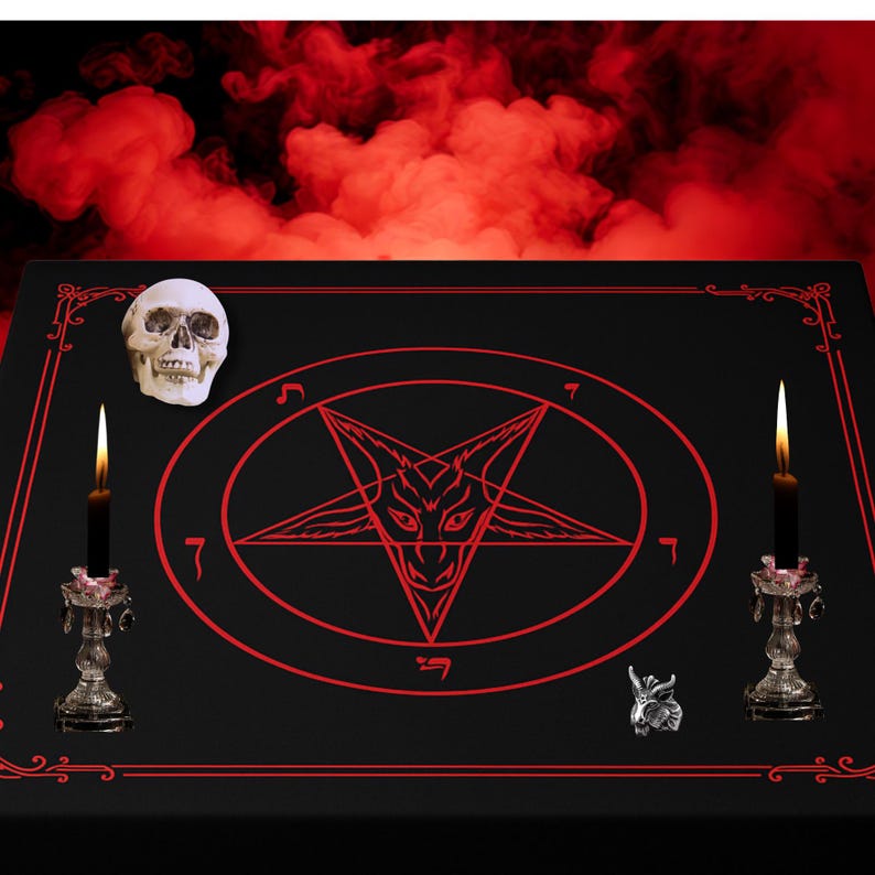 Baphomet Altar Cloth – Cotton Satanic Ritual Cloth, Gothic Witchcraft ...