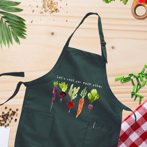 Lets Roots for Each Other Vegetable Apron, Cute Gardener Apron, Garden Apron, Gardening Apron ...