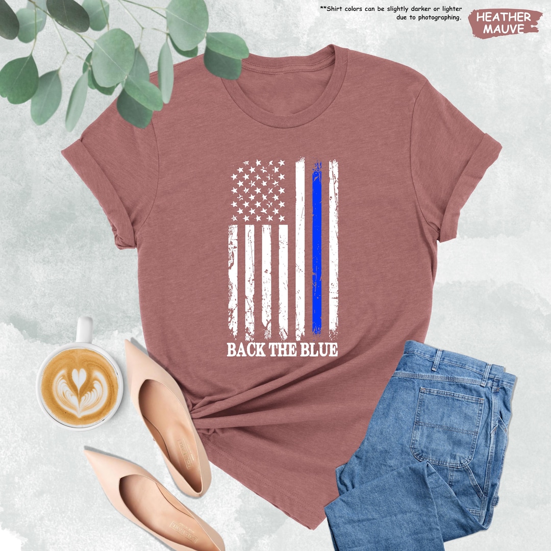 Back the Blue Shirt, Thin Blue Line American Flag Tee, Support Police T ...