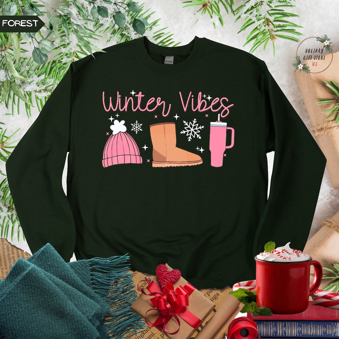 Winter Vibes Sweatshirt, Cozy Sweatshirt, Cute Winter Sweater, Holiday ...