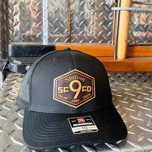 Custom Fire Station Hat Modern Leather Patch Baseball Hat Fire ...
