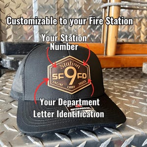 Custom Fire Station Hat Modern Leather Patch Baseball Hat Fire ...