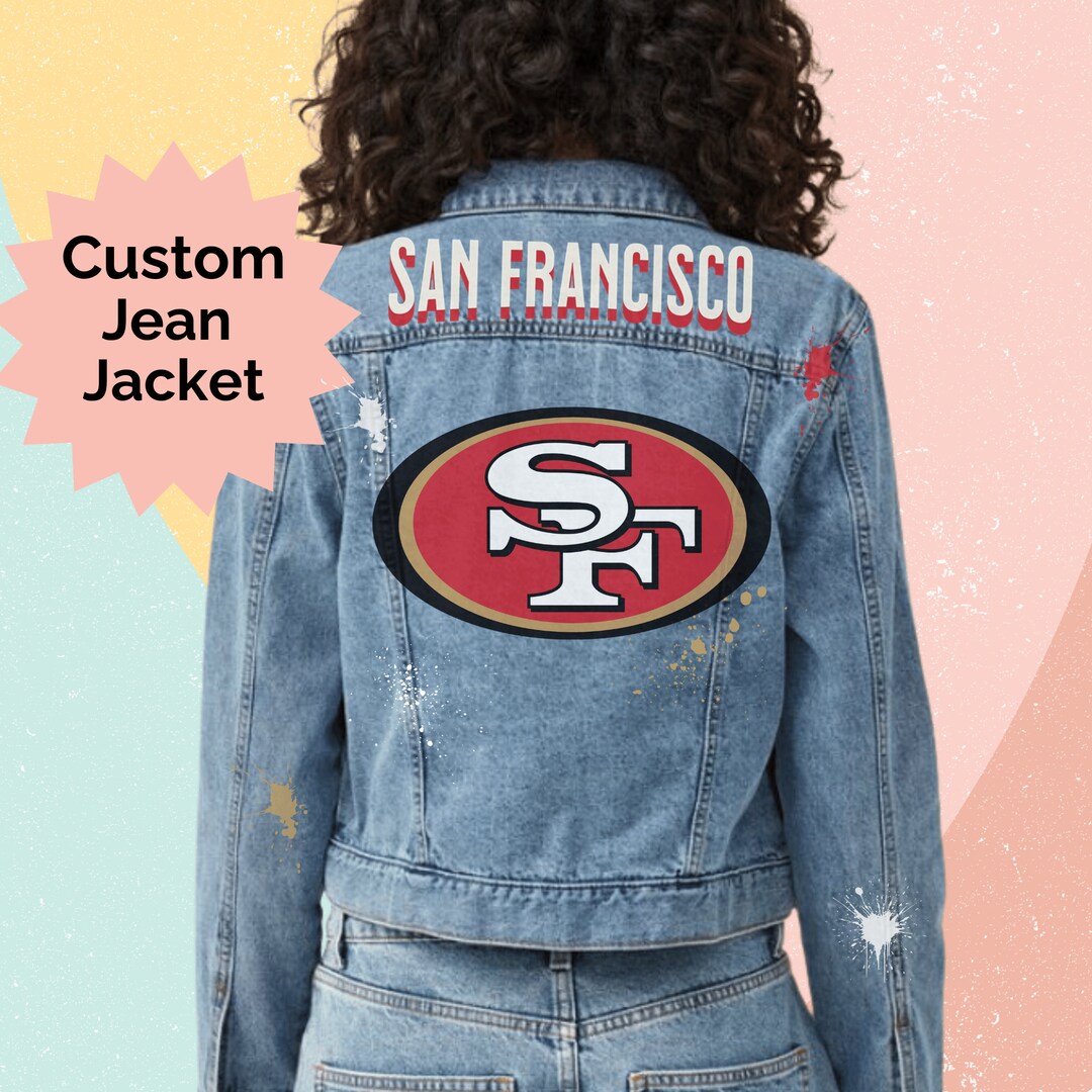 Custom Football Jean Jacket Sport Team Personalized Denim Jacket NF L ...