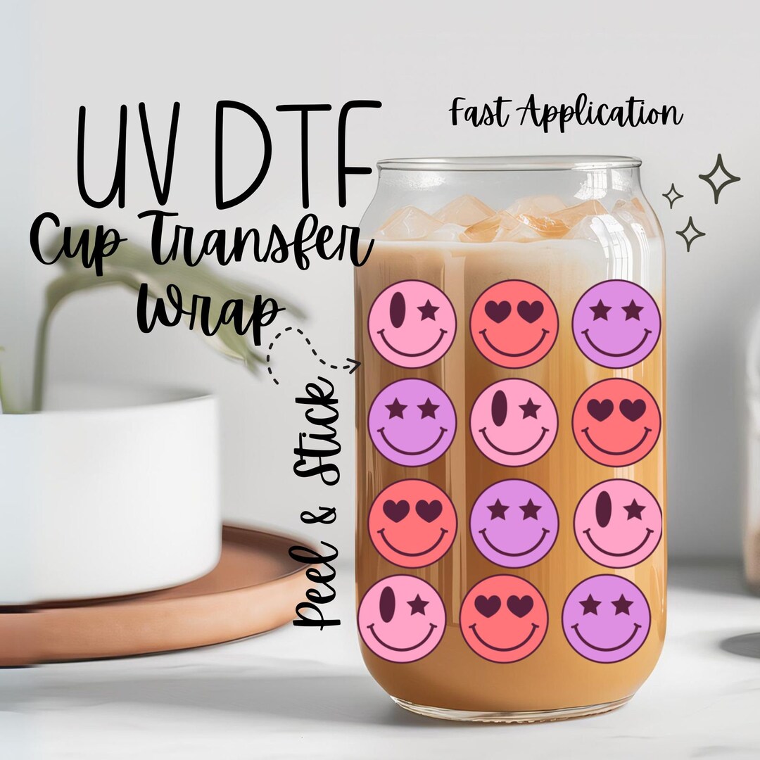 Retro Smiles UV DTF Transfer Libby Glass Can Wrap Ice Coffee - Etsy