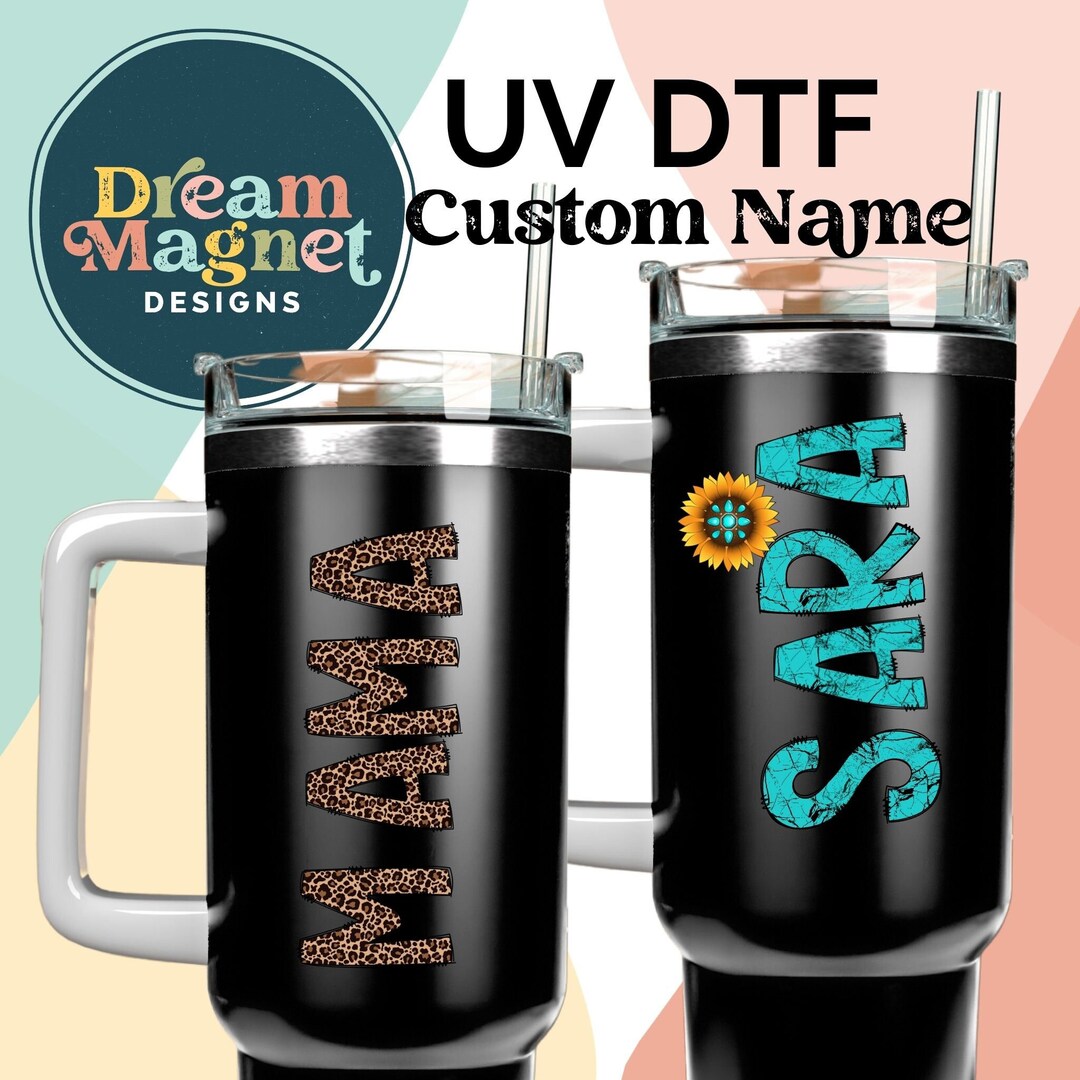 Personalize Stanley 40oz Name Uv Dtf Transfer Leopard Print Decal