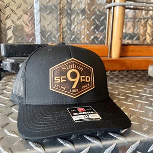 Custom Fire Station Hat Modern Leather Patch Baseball Hat Fire ...