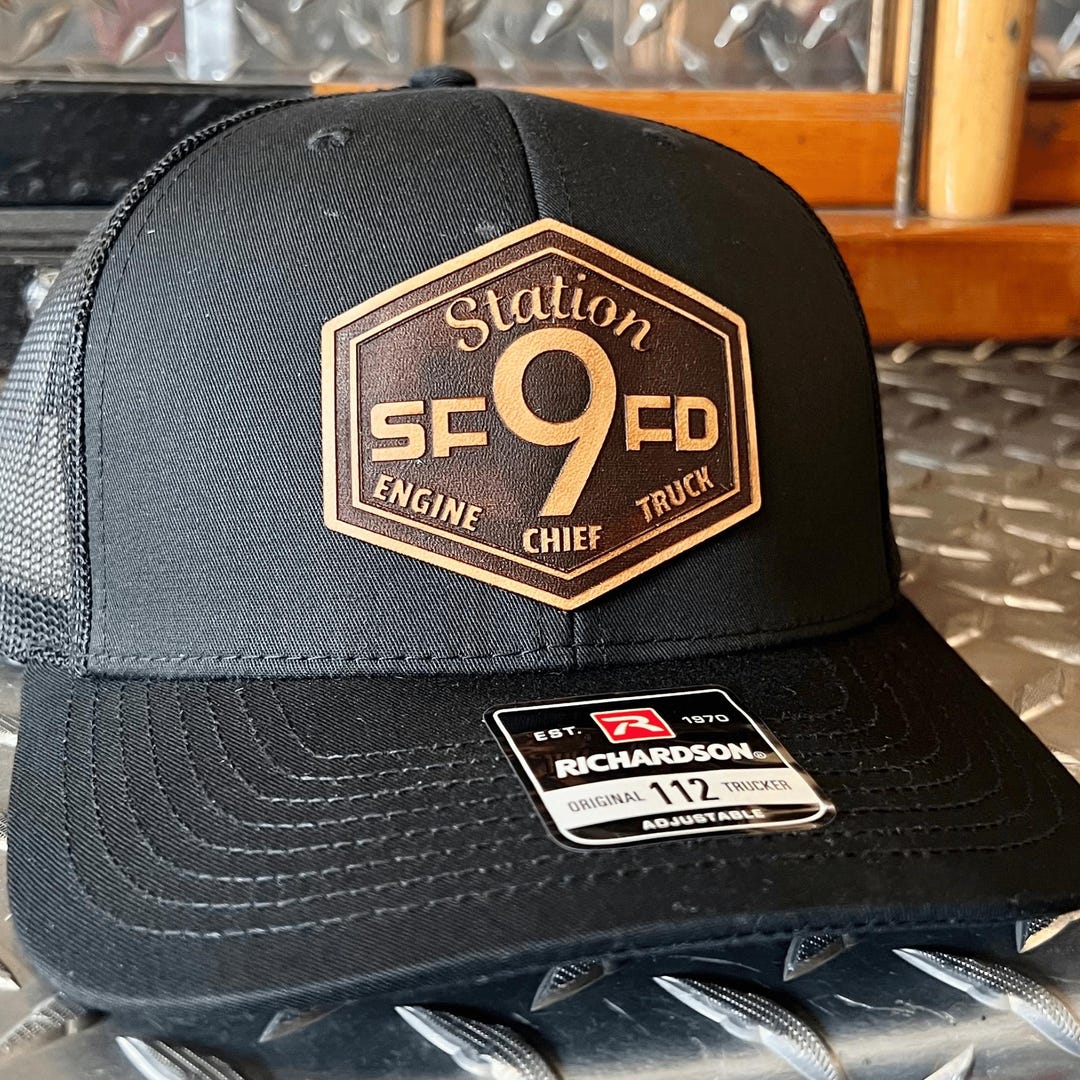 Custom Fire Station Hat Modern Leather Patch Baseball Hat Fire ...