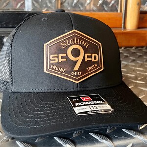 Custom Fire Station Hat Modern Leather Patch Baseball Hat Fire ...