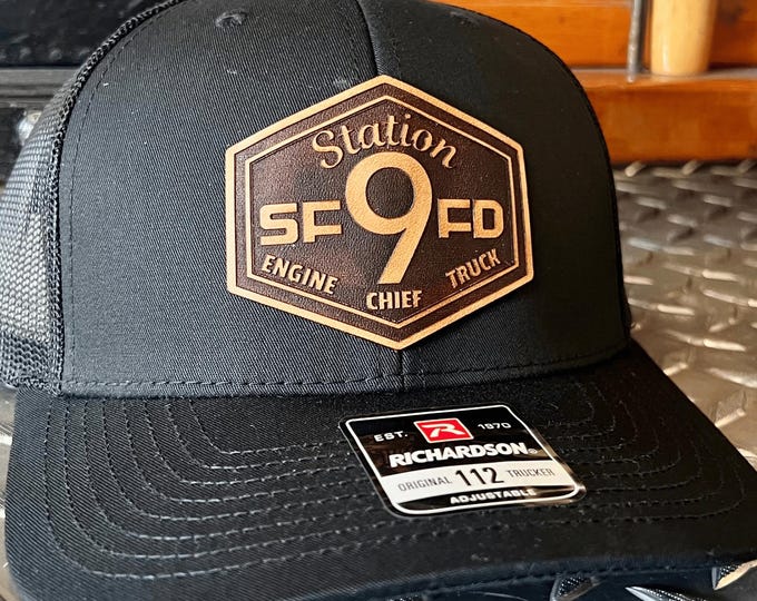 Custom Fire Station Hat Modern Leather Patch Baseball Hat Fire ...