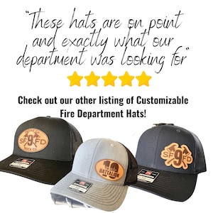 Custom Fire Station Hat Modern Leather Patch Baseball Hat Fire ...