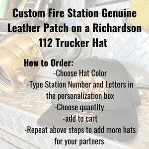 Custom Fire Station Hat Modern Leather Patch Baseball Hat Fire ...