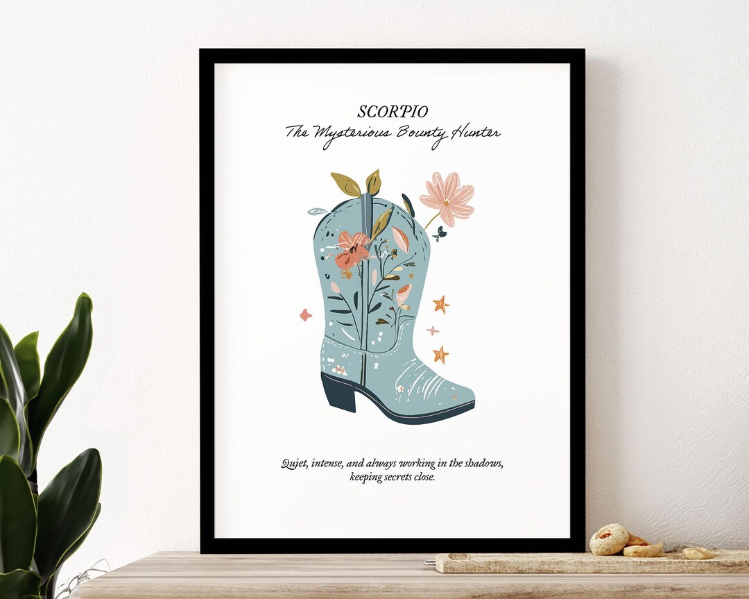 Scorpio Cowboy Boots Zodiac Preppy Western Cowgirl Wall Art Print ...