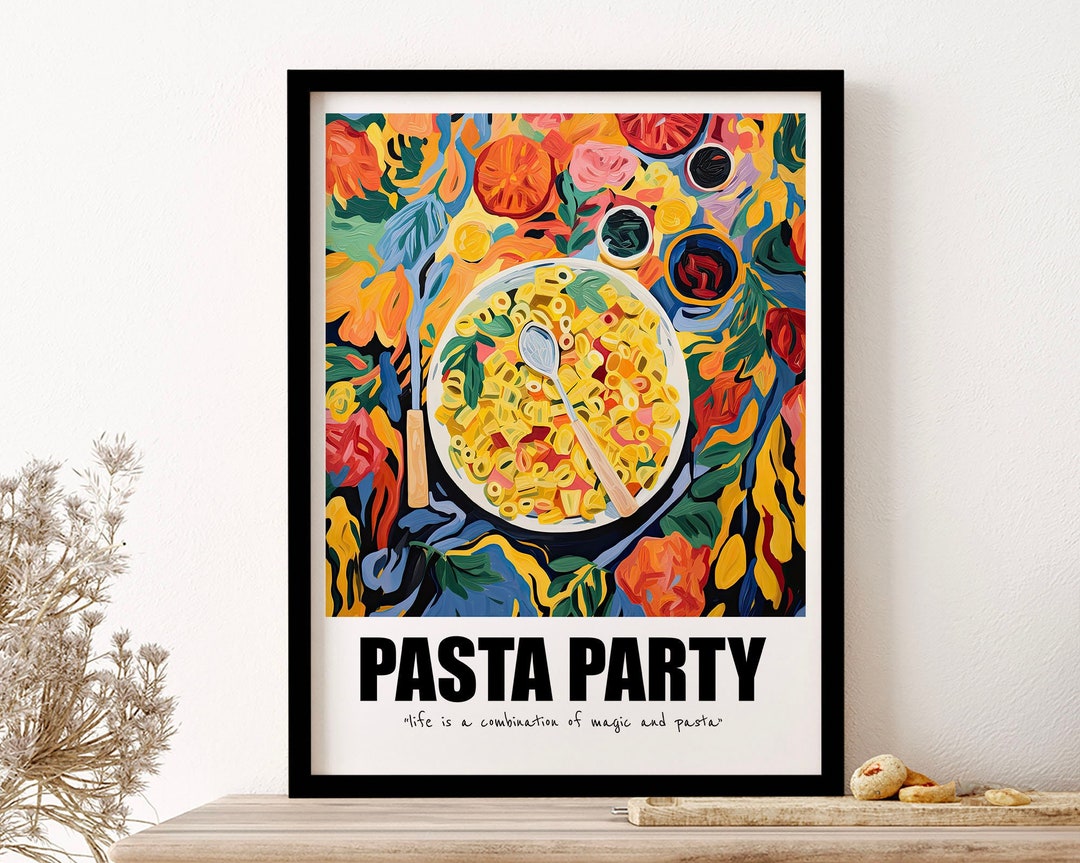 Pasta Party Kitchen Food Matisse Style Poster Wall Art Print Poster ...