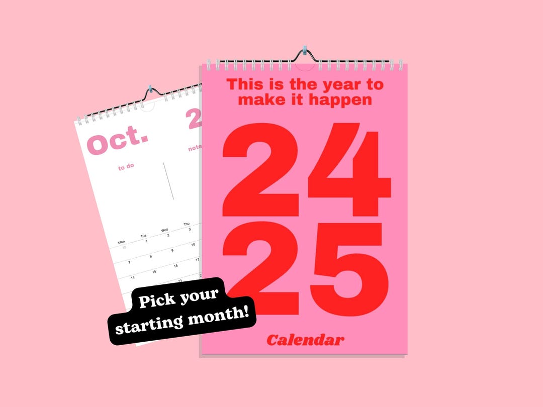 Calendar Pink Red 2025 Calendar 12 Month Hanging Calendar Planner, 2025 ...