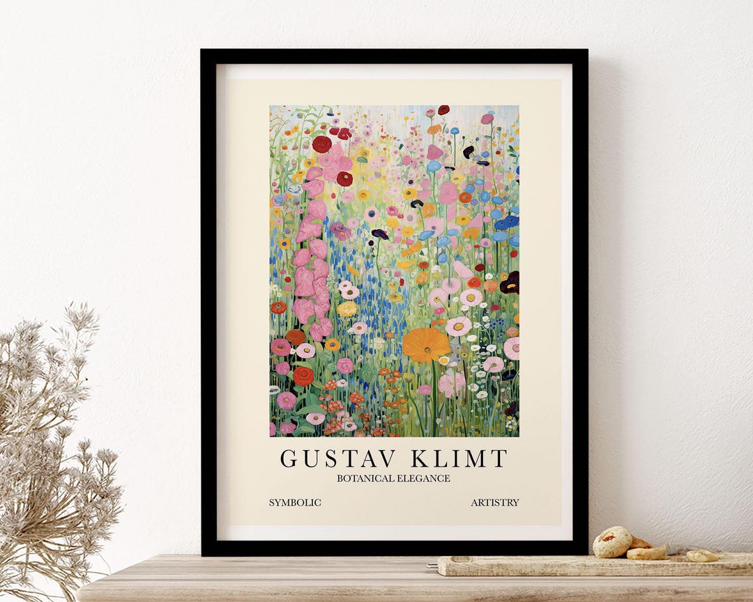 Gustav Klimt Flower Garden Spring Wall Art Print Poster Framed Art Gift ...