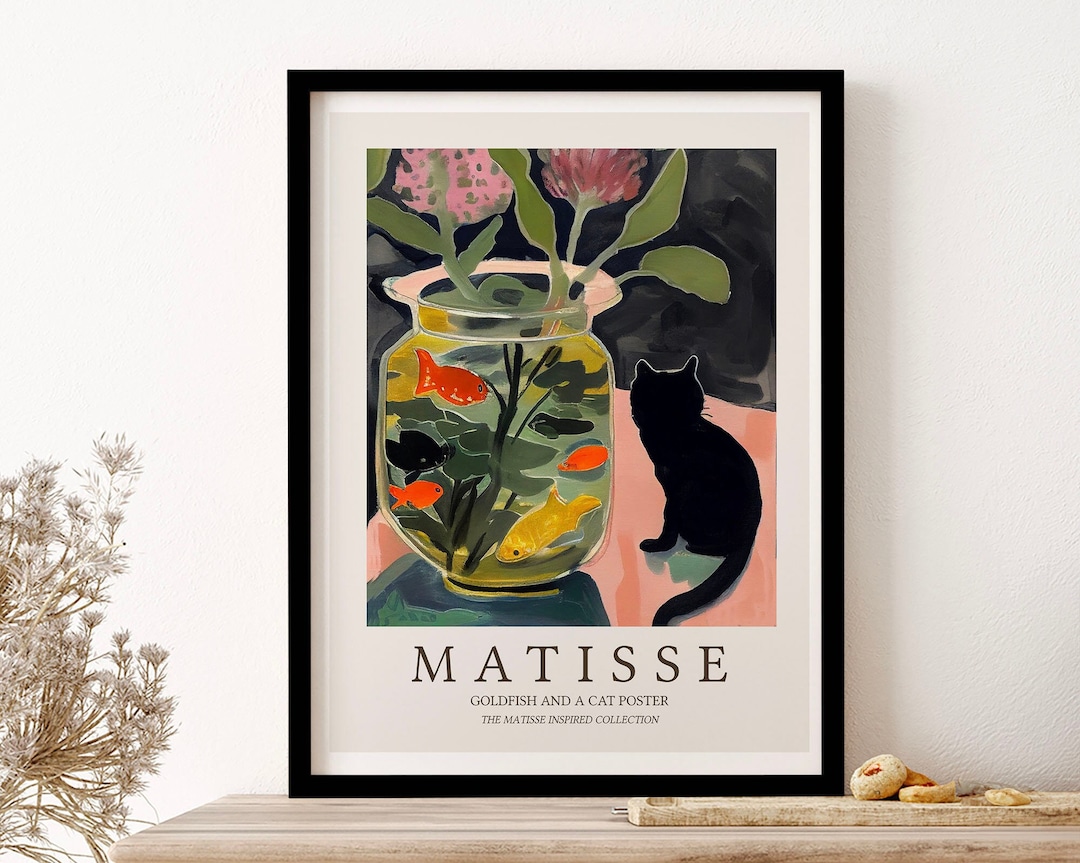 Matisse Goldfish Bowl and Black Cat Painting Wall Art Print Poster ...