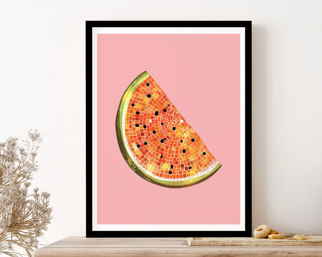 Disco Ball Watermelon Slice Pink Art Disco Poster Trendy Aesthetic Art ...