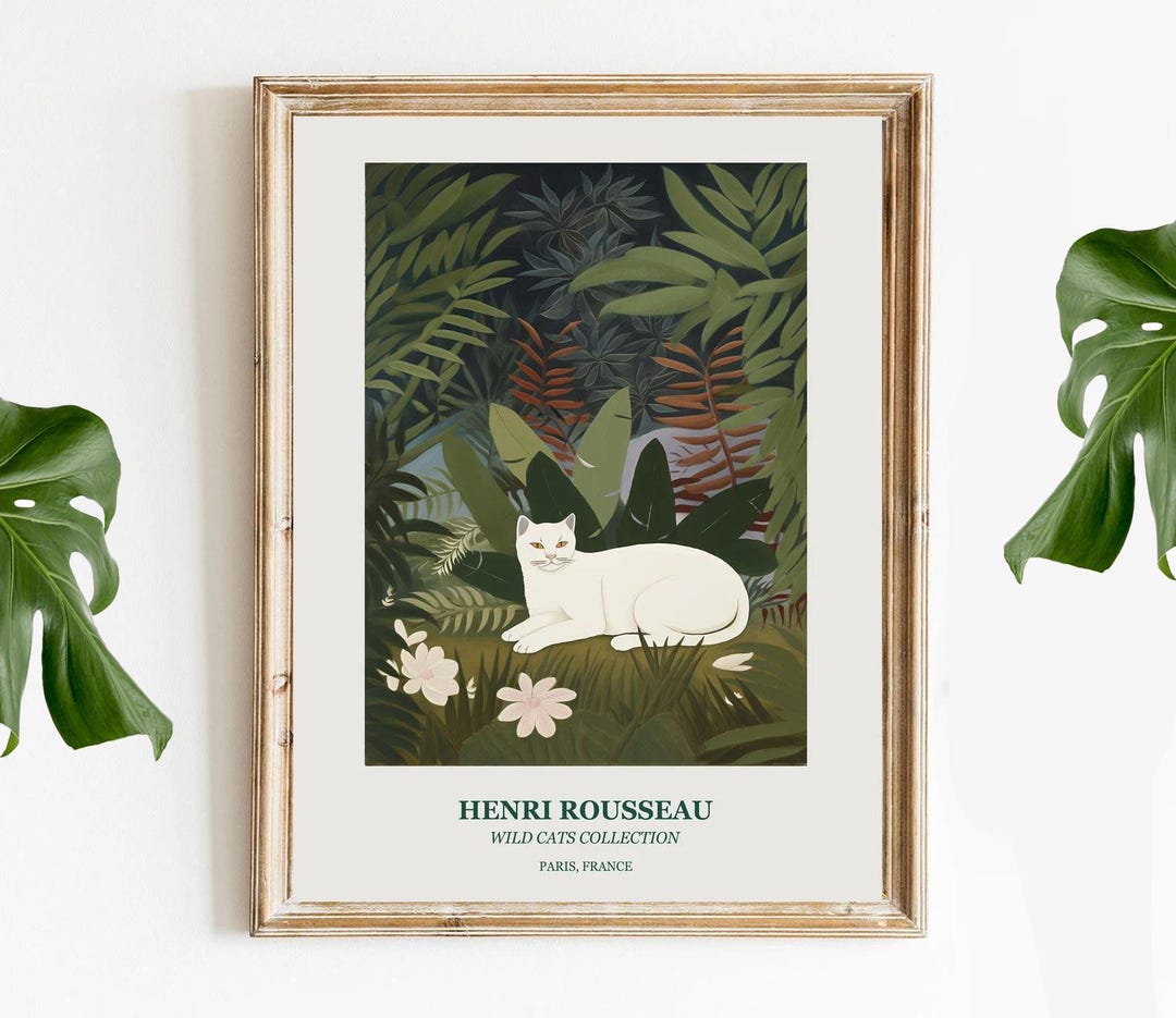 Henri Rousseau, White Cat Jungle Digital Art Files PRINTABLE ART Wall ...