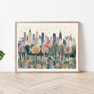 New York City, USA, NYC, Skyline, Landmarks Landscape Watercolour Wall ...