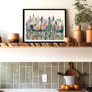 New York City, USA, NYC, Skyline, Landmarks Landscape Watercolour Wall ...