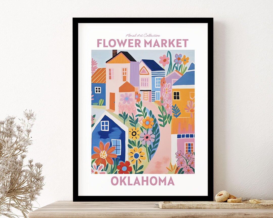 Oklahoma Flower Market Floral Art Print Travel Print Plant Art Modern ...