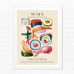 Sushi Print Kitchen Art Kitchen Poster Food Art Mid Century Modern ...