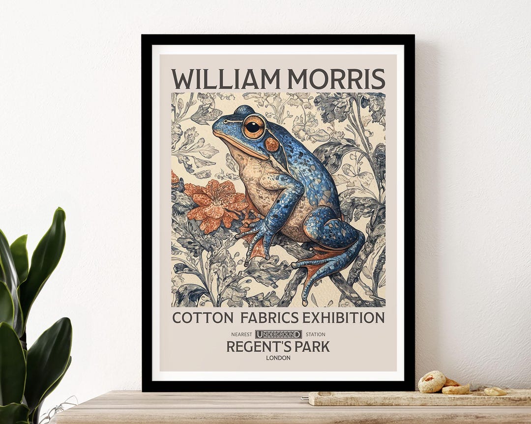 William Morris Print, Frog Blue Toad William Morris Exhibition Print ...