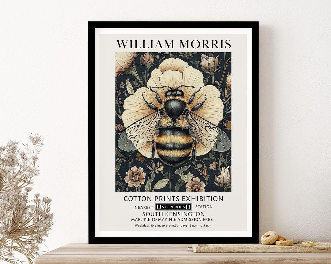 William Morris Bee 2 Vintage Exhibition Wall Art Print Poster Framed ...