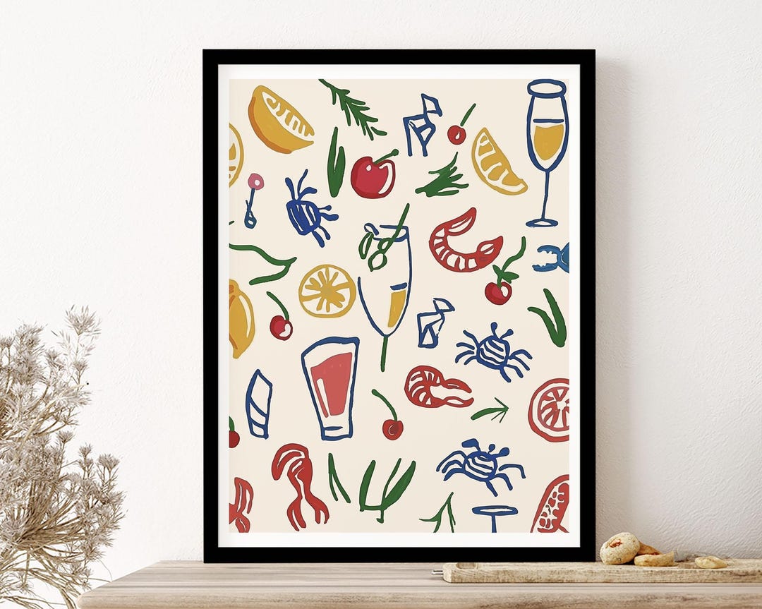 Italian Food Matisse Pattern Wall Art Print Poster Framed Art Gift - Etsy