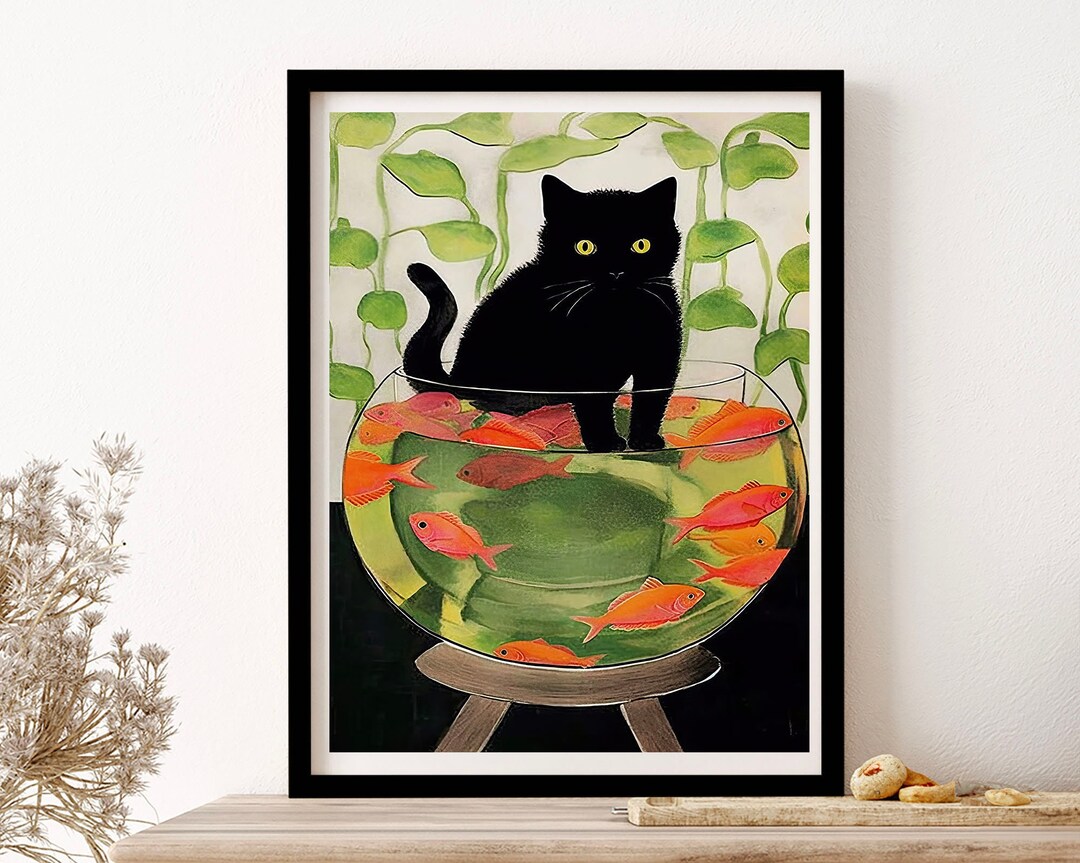 Matisse Goldfish With Black Cat Wall Art Print Poster Framed Art Gift ...