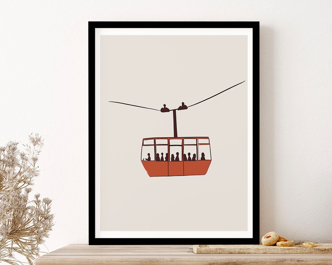 Ski Lift Print Skiing Print Skier Ski Minimalist Prints Wall Art Print ...
