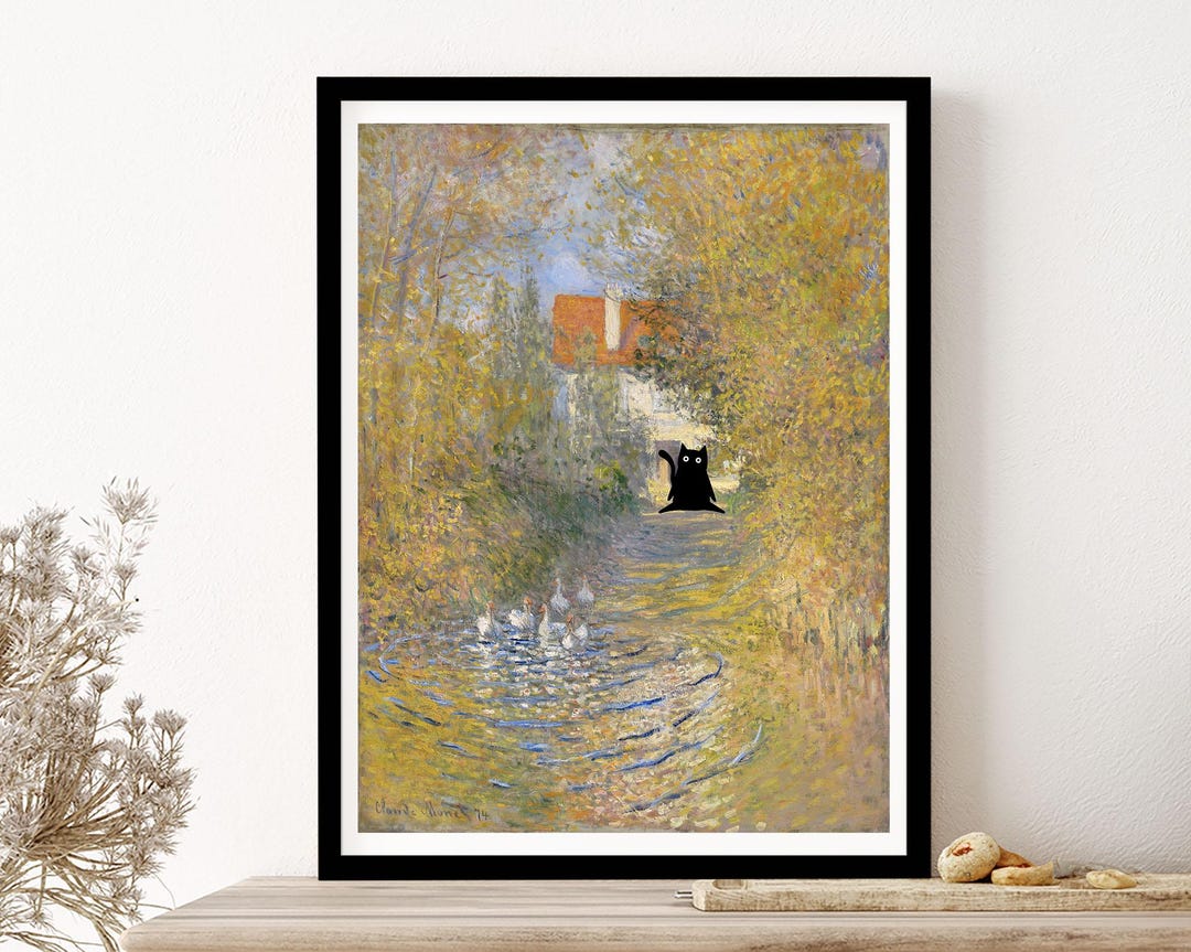 Cats in Famous Gardens Claude Monet the Geese Wall Art Print Poster ...