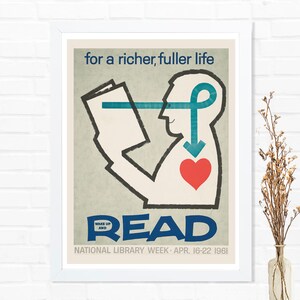 National Library Week Vintage Poster Classic Art Wall Art Print Poster ...