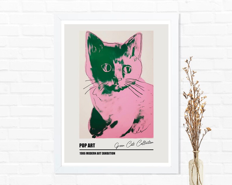 Andy Warhol Pink and Green Cats Poster Wall Art Print Poster - Etsy