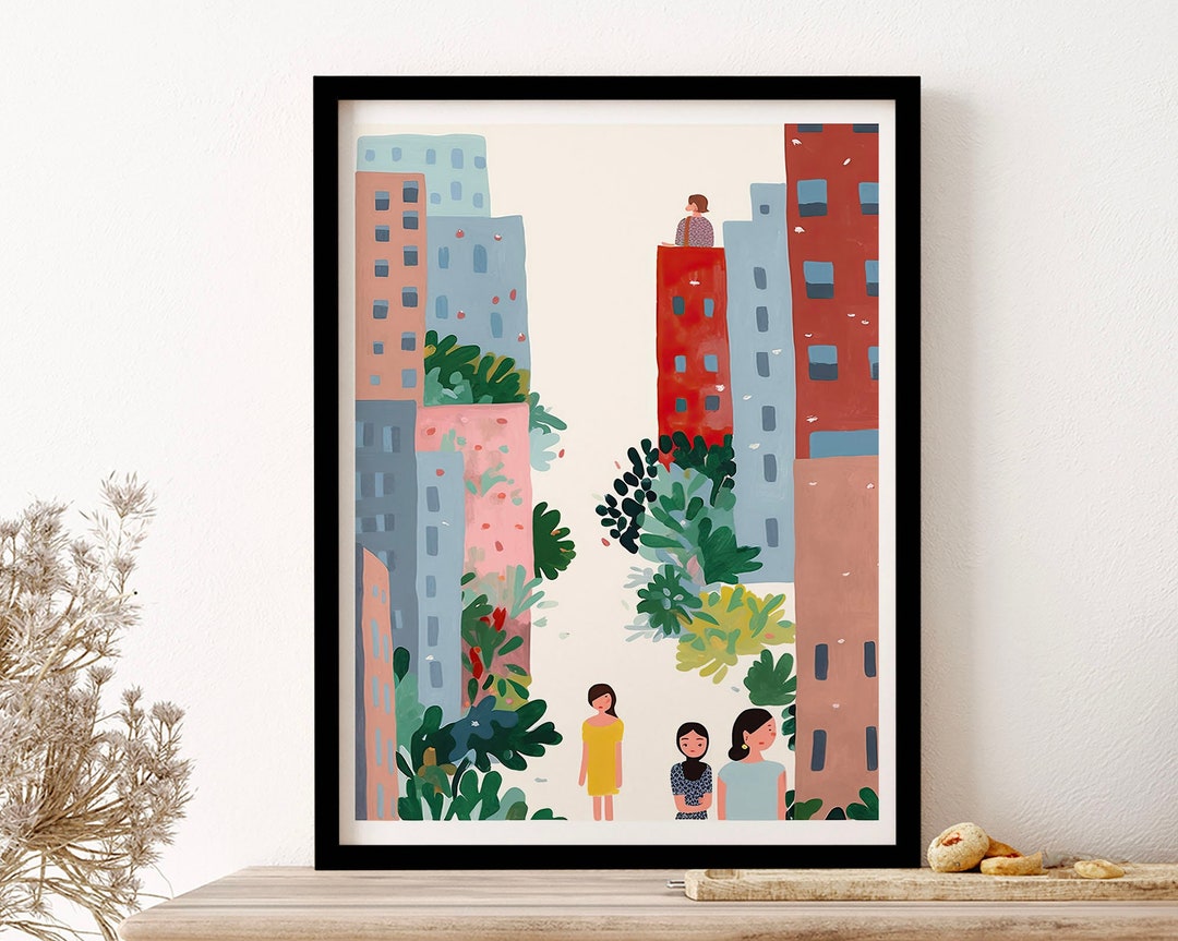 Kids Art Tiny People New York City Watercolor Wall Art Print - Etsy