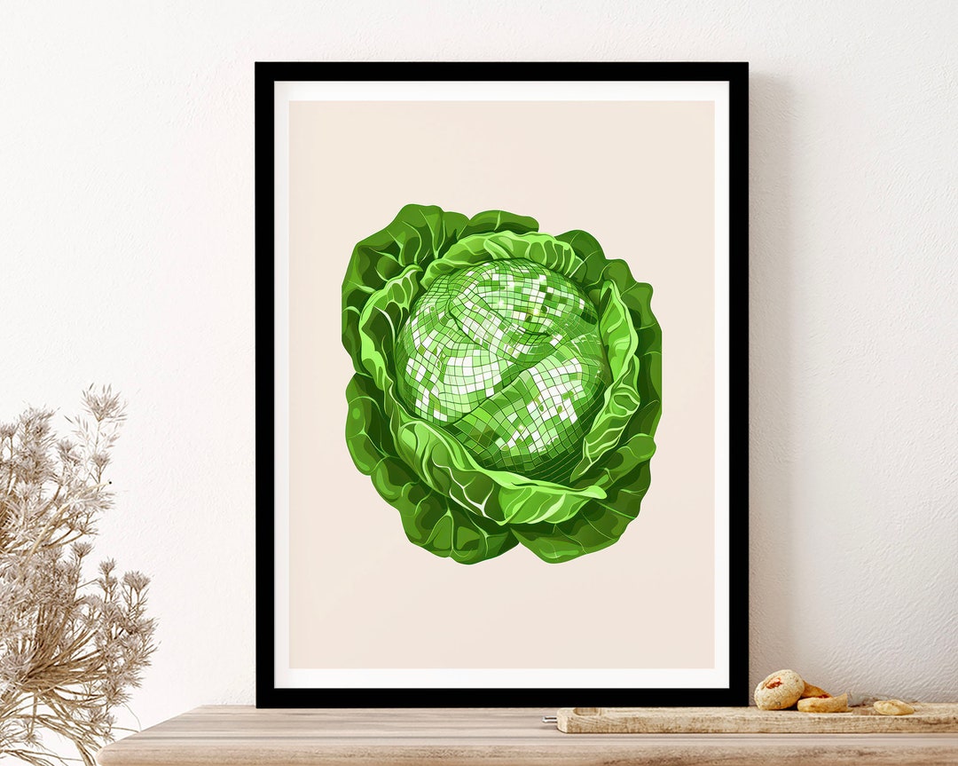 Disco Ball Lettuce Art Disco Poster Trendy Aesthetic Art Food Kitchen ...