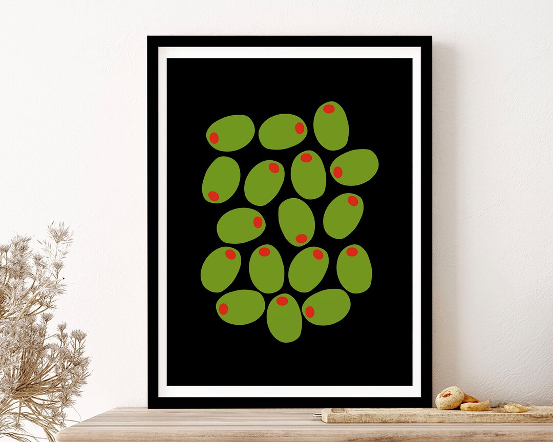 Olives Print Black Kitchen Wall Art Print Poster Framed Art Gift - Etsy