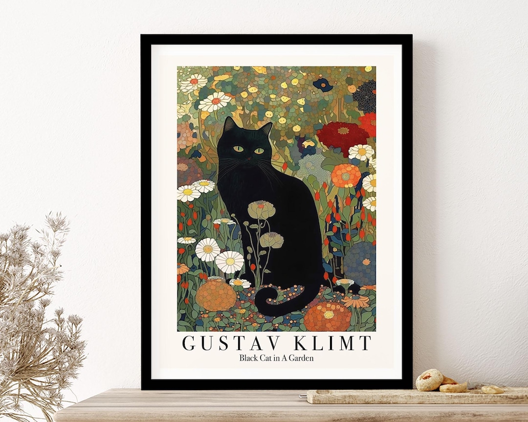 Klimt Black Cat In A Garden
