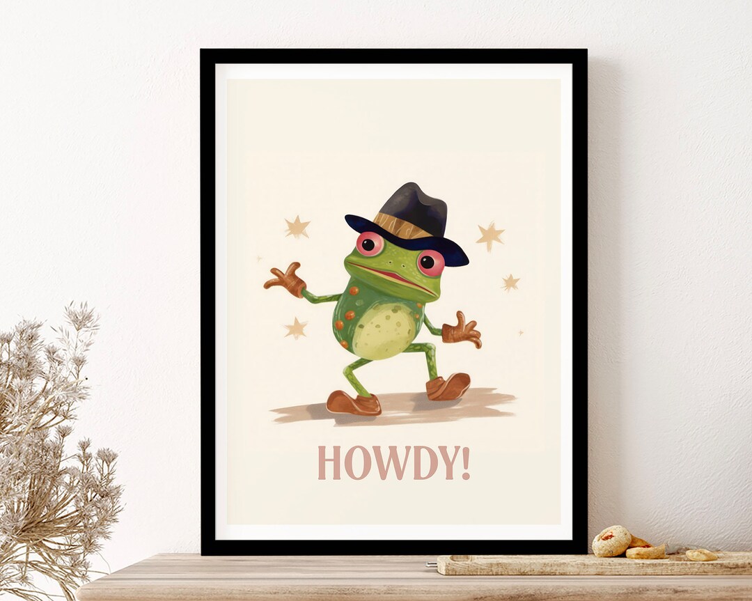 Howdy Cowboy Frog Toad Dancing Wall Art Print Poster Framed - Etsy