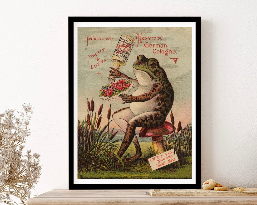 Vintage Frog Poster Hoyts German Cologne Antique Funny Toad Wall Art ...