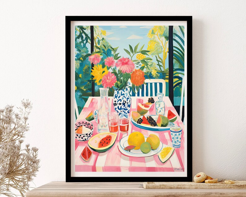 Summer Lunch Food Kitchen Boho Painting Wall Art Print Poster - Etsy