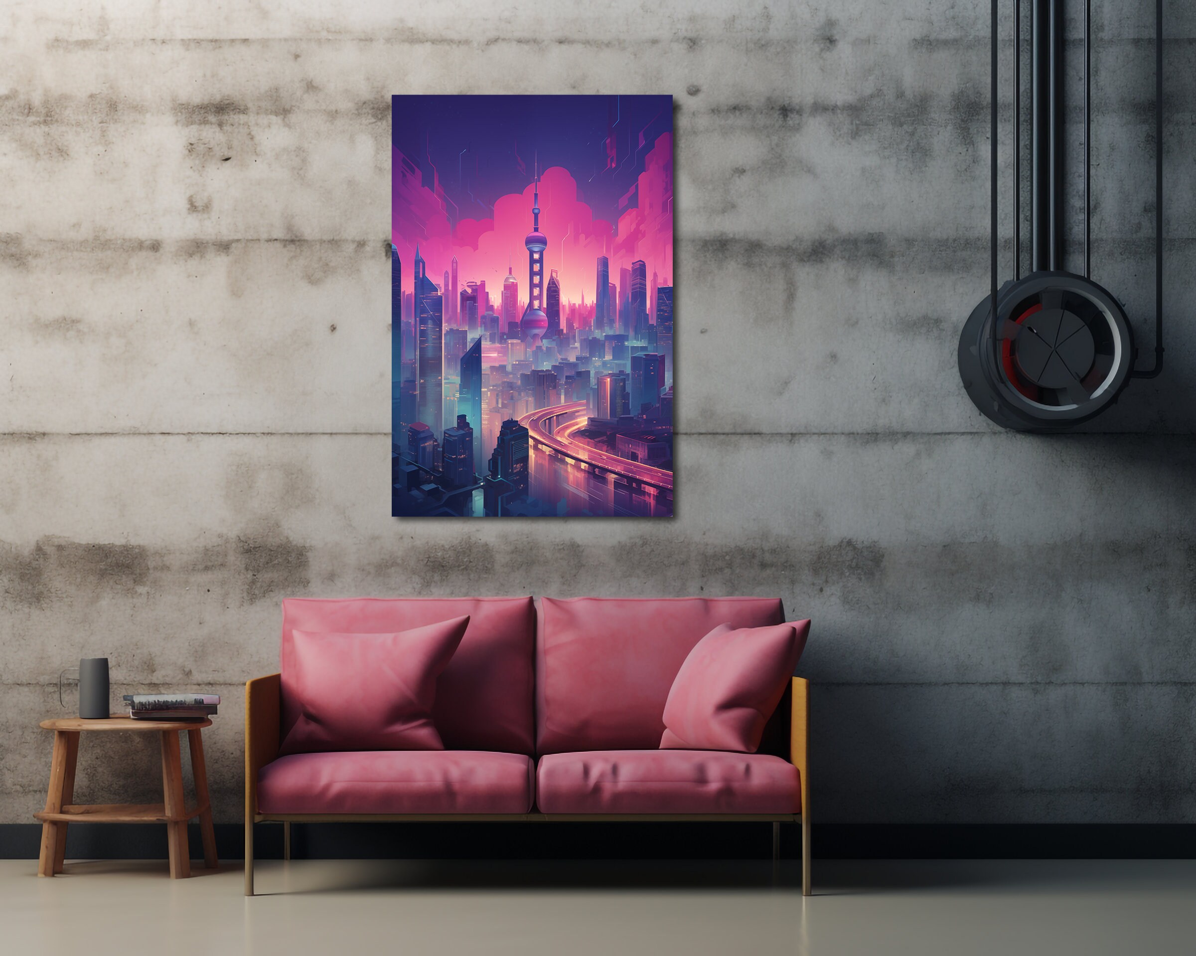 Cyberpunk Shanghai Skyline Poster Cyberpunk Wall Art Print - Etsy