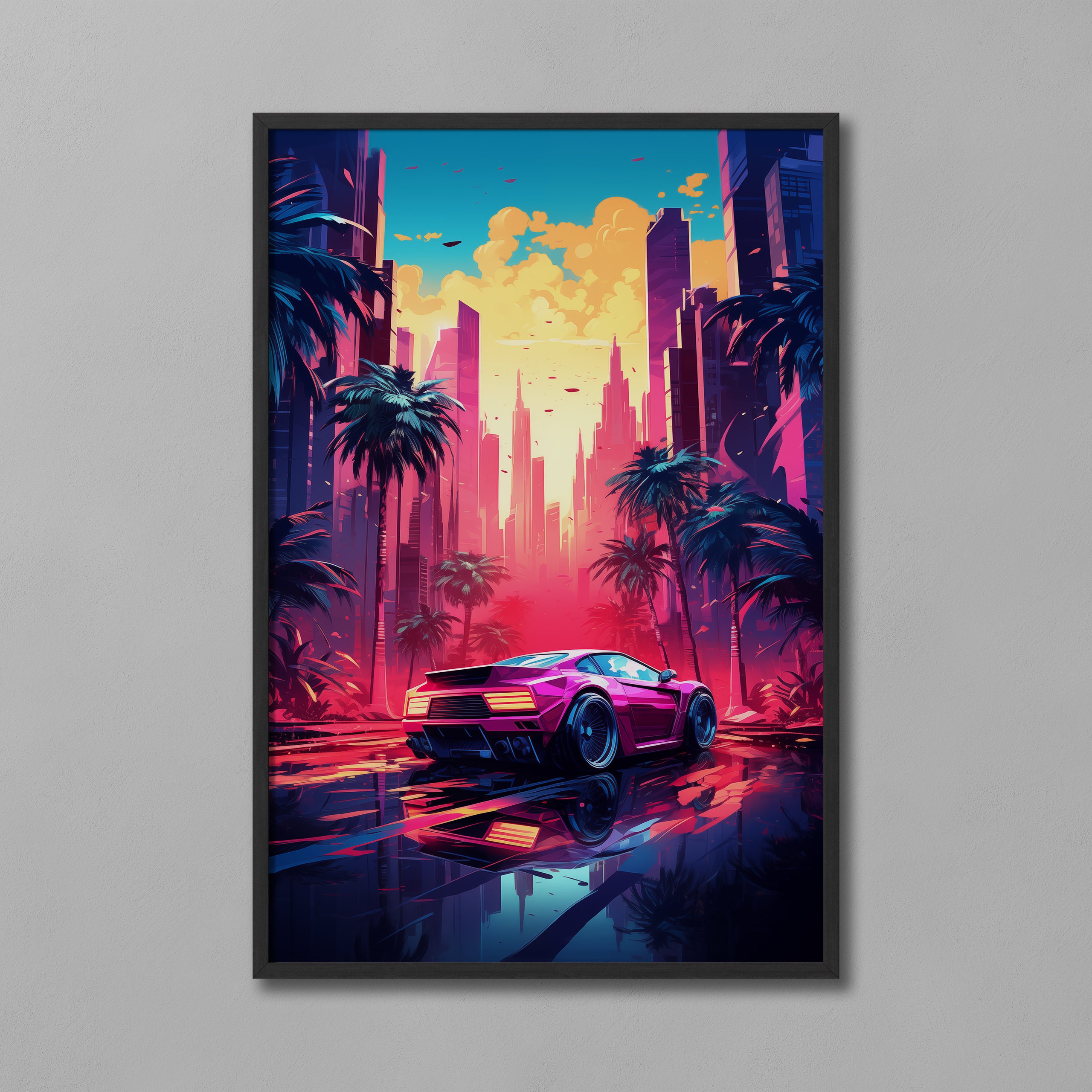 Synthwave Futuristic City Poster Synthwave Wall Art - Etsy