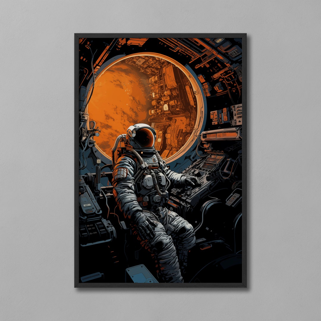 Astronaut in the Space Station Poster | Space Art | Futuristic Print ...